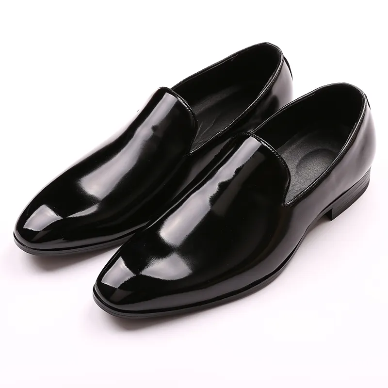 Mens Patent Leather Gradient Loafers Men Formal Wedding Dress Shoes Men ...