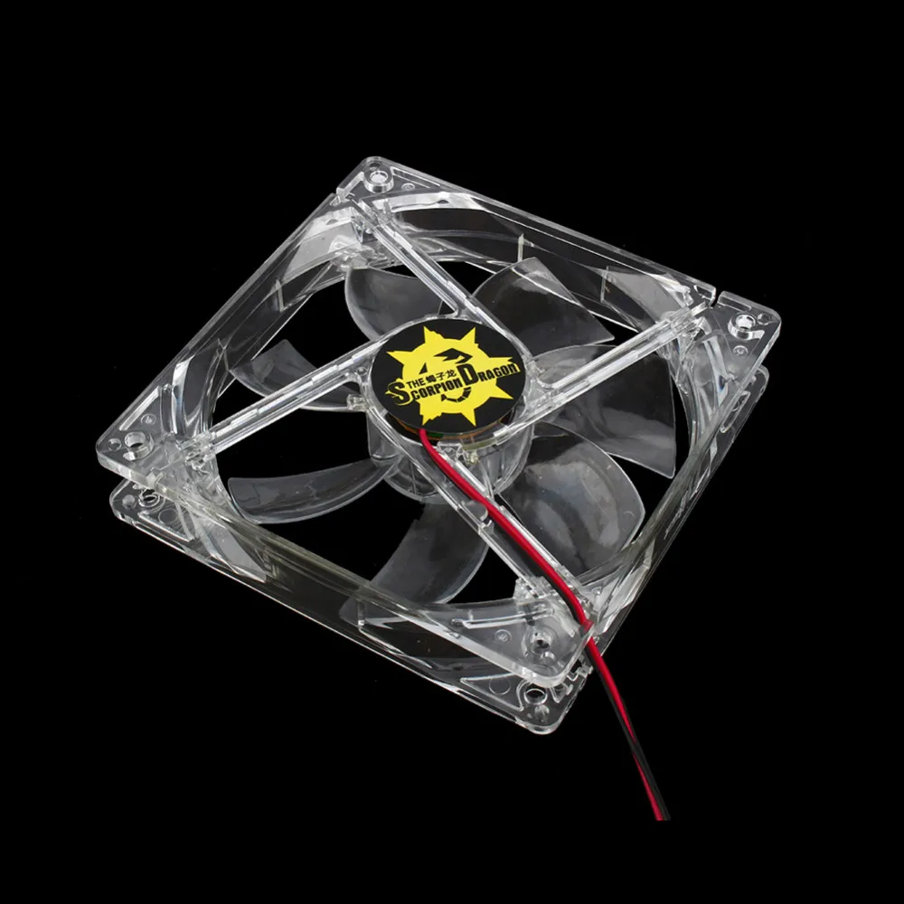 12V Cooling Fan Computer PC CPU Cooler Clear Compute Case With Quad ...