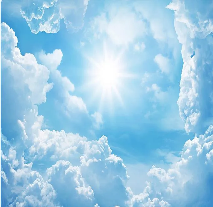 3D Fantasy Sunshine Blue Sky Cloudscape Wallpaper Vivid Zenith Fresco ...