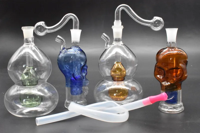 Gourd Skull Glass Water Pipe Bong Thick Pyrex Dab Oil Rigs Glass Bongs ...