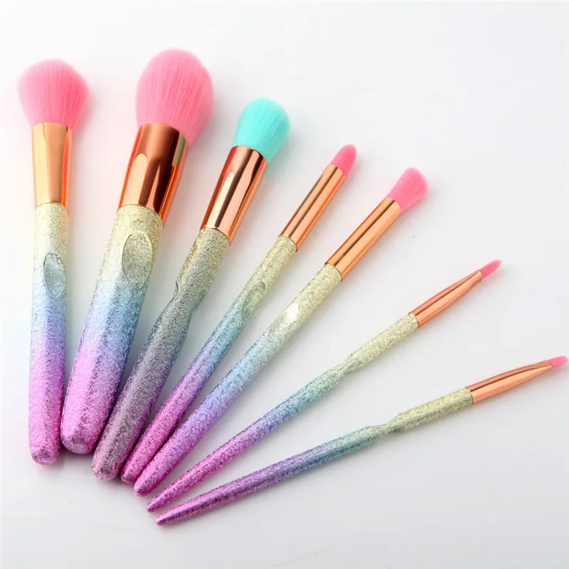 Colorful Glittering Makeup Brushes Kit Pro Foundation Powder Eyeshadow ...