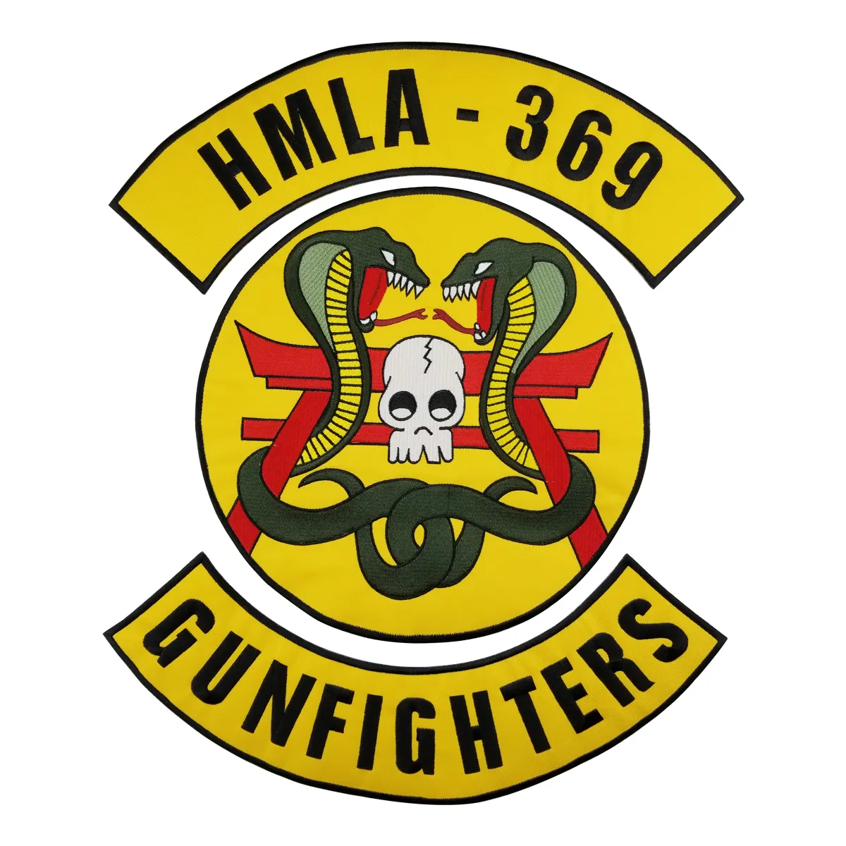 Large 35cm White Twill Embroidered Motorcycle Back Patch Gunfighters ...