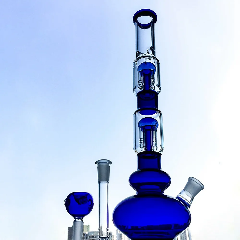 Wholesale Green Double Layer Glass Bong With 4 Arms Tree Perc And ...