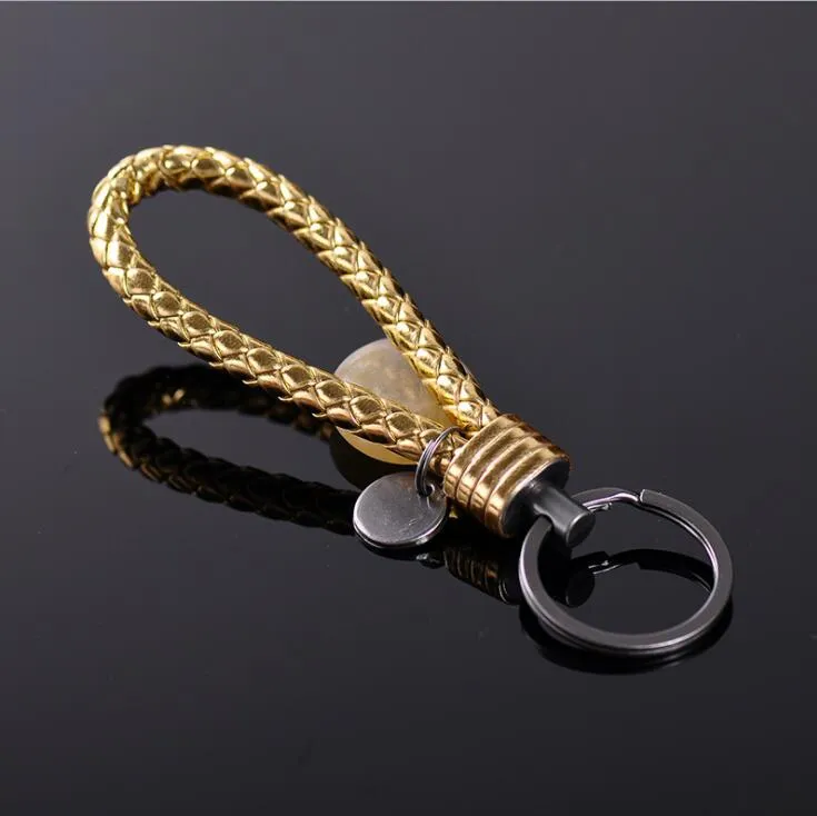 High Quality PU Leather Rope Woven Keychain Men Women Key Holder Key ...