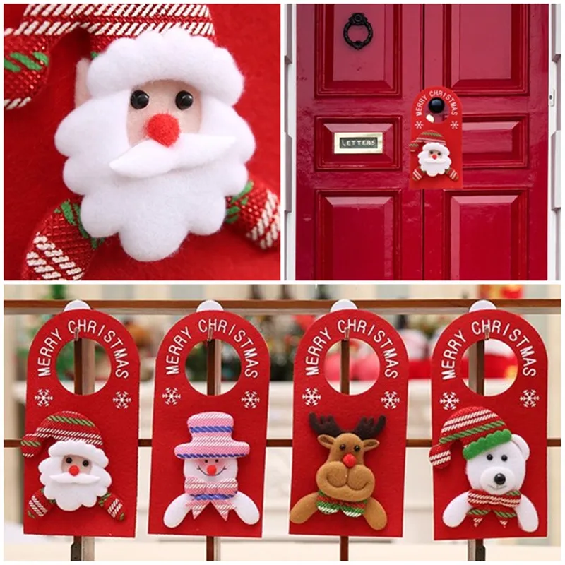 Decorative Santa Claus Doorknob Hangers, Snowman Christmas Tree ...