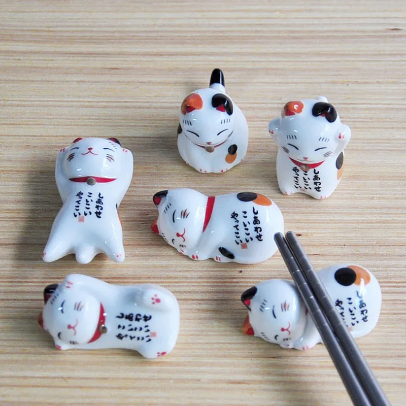 Cute Ceramic Cat Shape Chopstick Stand Rest Spoon Holder Tableware ...