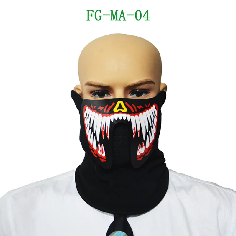 Luminescent Skeleton Mask Voice Activated Light Up Mask For Halloween ...