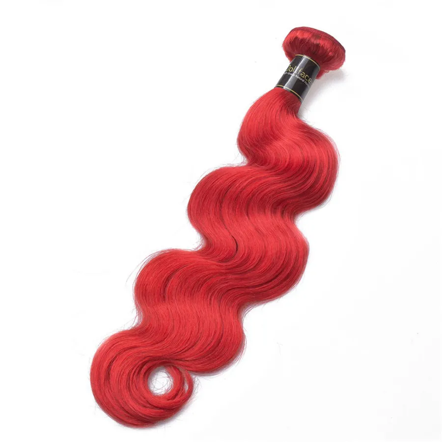 Red Body Wave Virgin Malaysian Body Wave Hair Extensions Pure Color ...