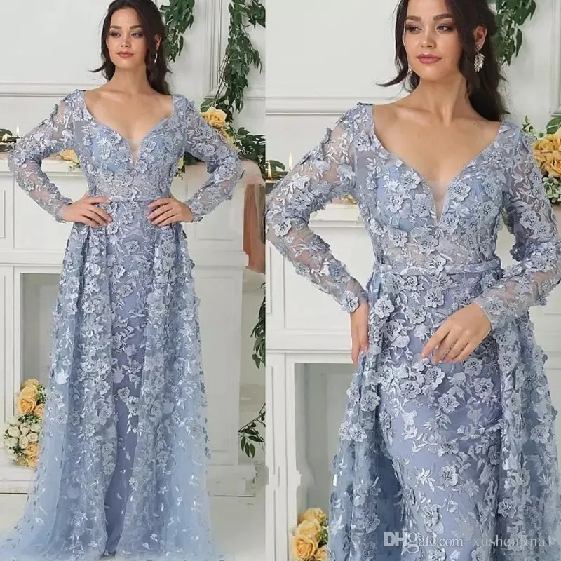 Mermaid Von Maur Prom Dresses 2019 With Detachable Skirt, Lace, 3D ...