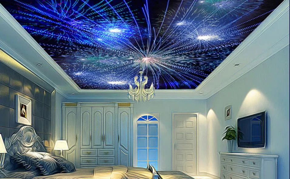 3D Fireworks Wallpaper For Ceilings Custom Photo Murals, Bedroom ...