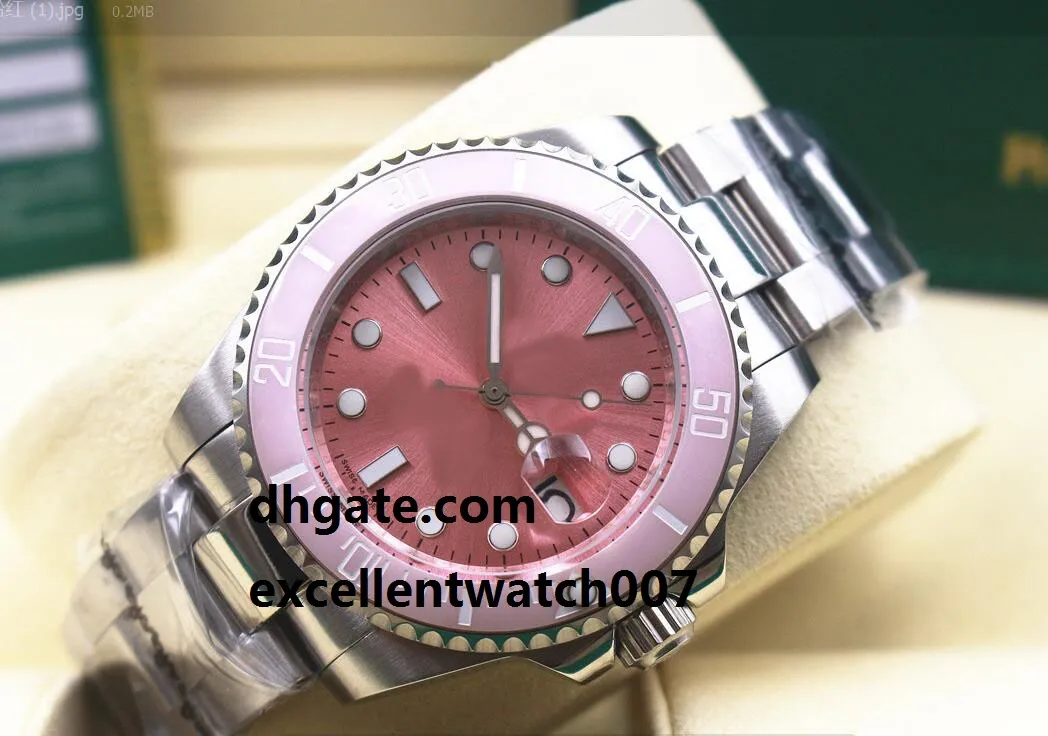 Pink Automatic Mechanical Watch For Men 40mm Stainless Steel, Self Wind ...