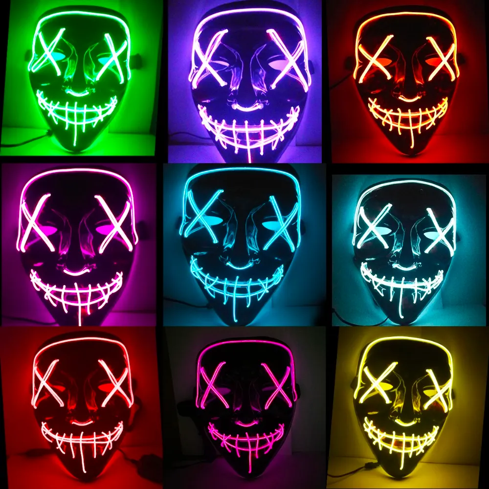 LED Light Up Mask Spooky Glowing Mask For Halloween Scary Masks ...