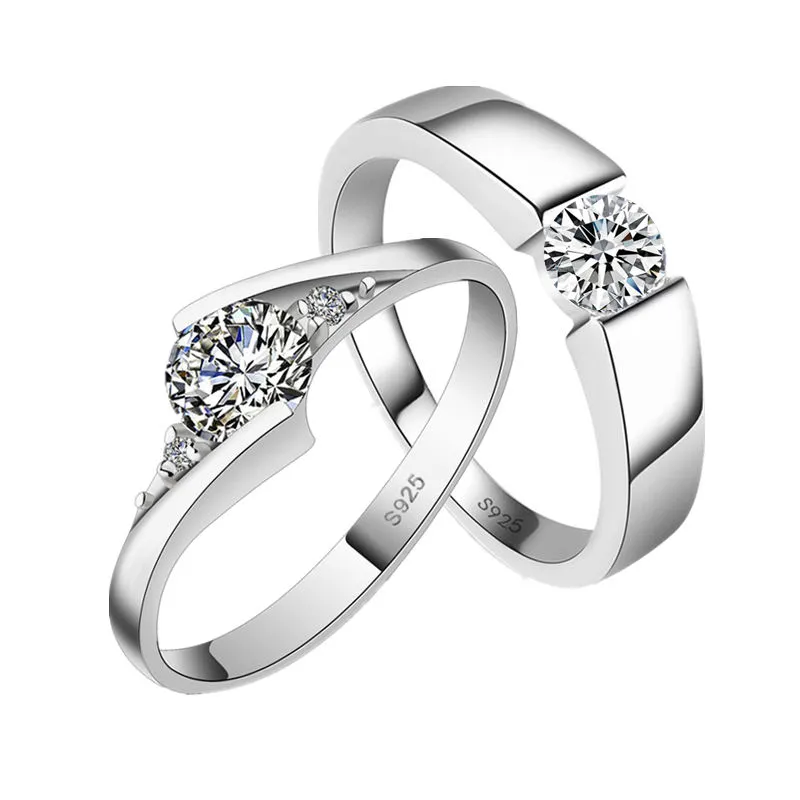 Never Fade Couple Rings: 2018 New Fashion Silver Color Jewelry Set with ...