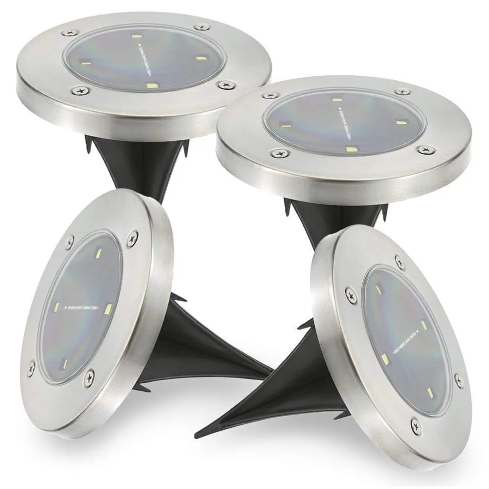 4LED Solar Ground Lights, Waterproof Outdoor Garden Walkway Pathway ...