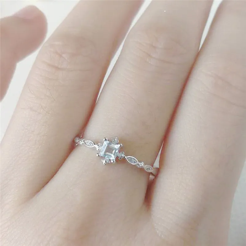 DHgate.com:Dainty Blue Crystal Ring for Women, Simple Style Square ...
