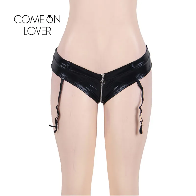Comeonlover Garter Belt Plus Size Black Faux Leather Latex Garter Belt