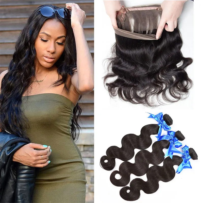 Brazilian Body Wave 360 Lace Frontal with Bundles - Unprocessed Remy ...