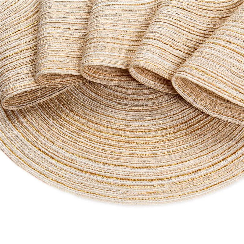 Round Woven Placemats For Dining Table Decor Stylish Dise Pads Bowl ...
