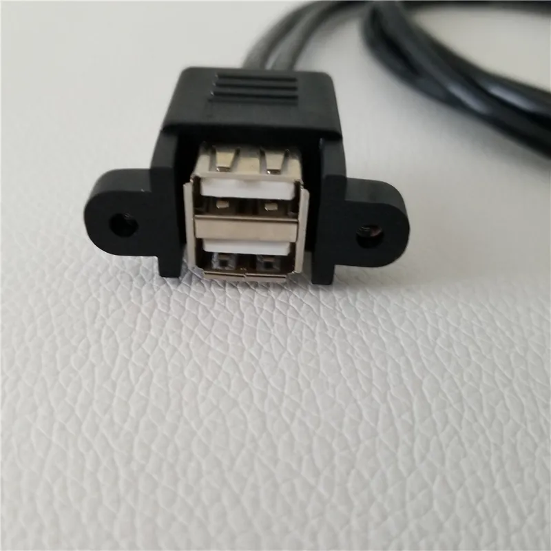 Dual USB 2.0 Extension Cable With Panel Mount Screw Holes Black 1 Meter ...
