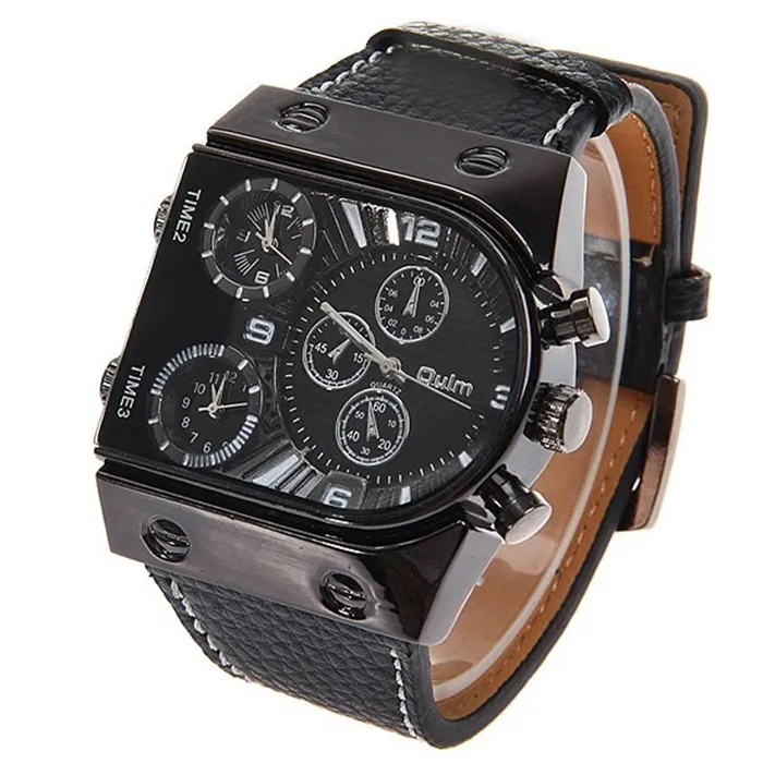 OULM Mens Luxury Military Sports Watch Three Quartz Timepieces ...