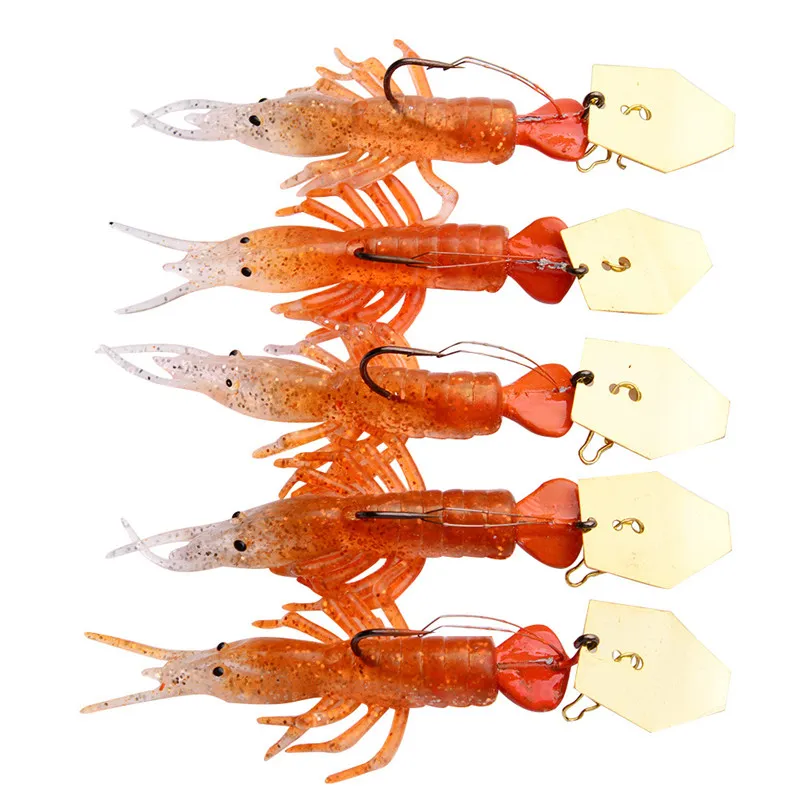 Soft Silicone Minnow Shrimp Grub Fishing Bait With Hook Or Without Hook ...