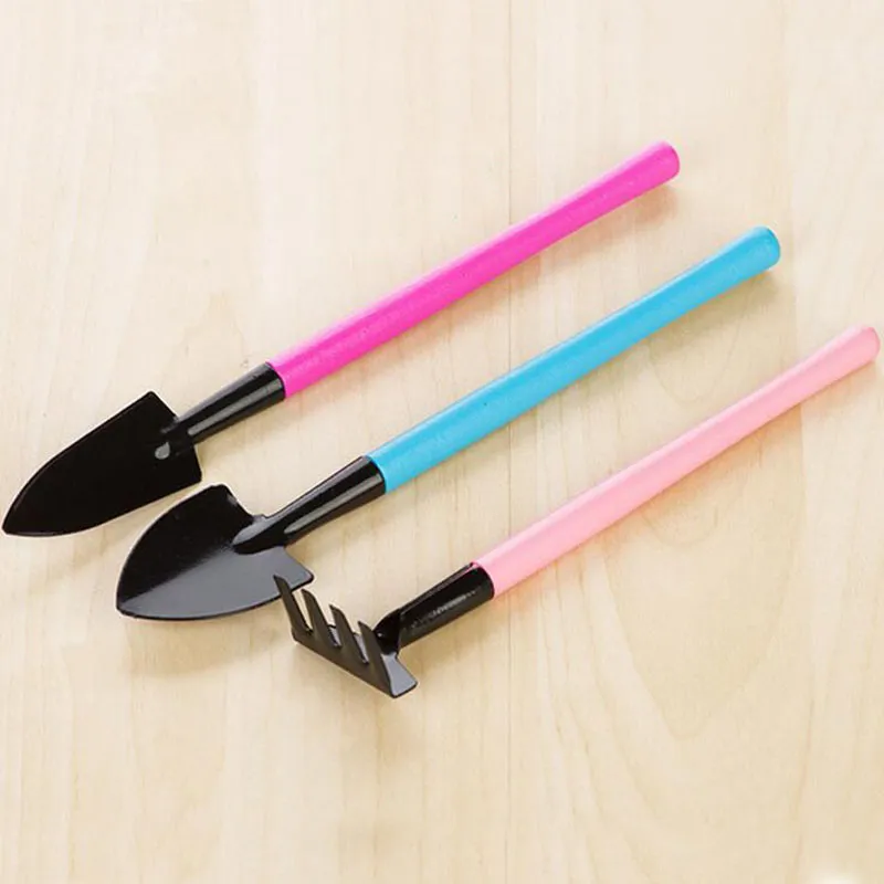 Mini Shovel Spade Rake Metal Head Garden Gardening Plant Tools Set With ...