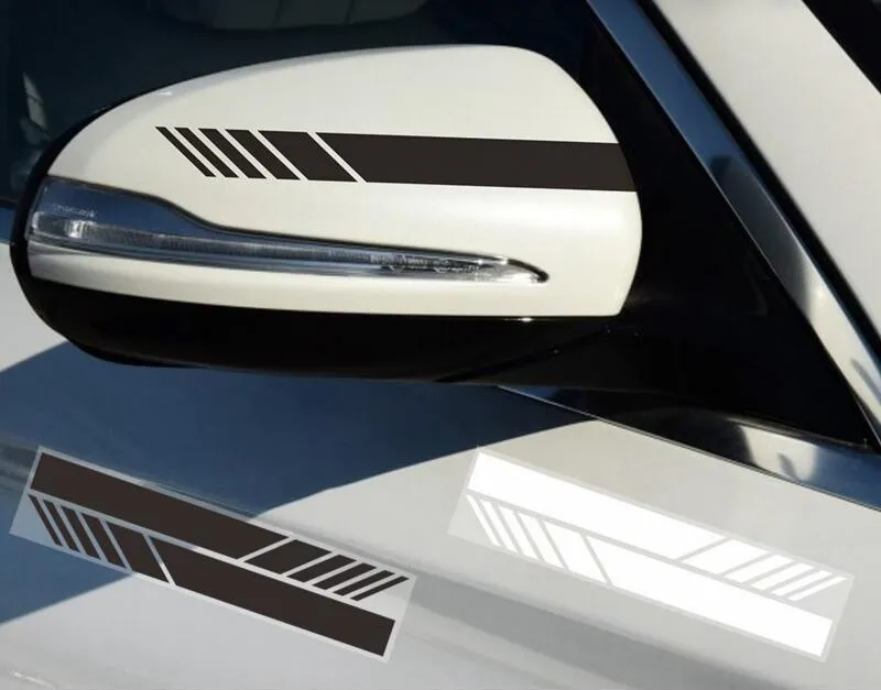 Universal Auto Rearview Mirror Decal Stripes Set Exterior Side Sticker ...