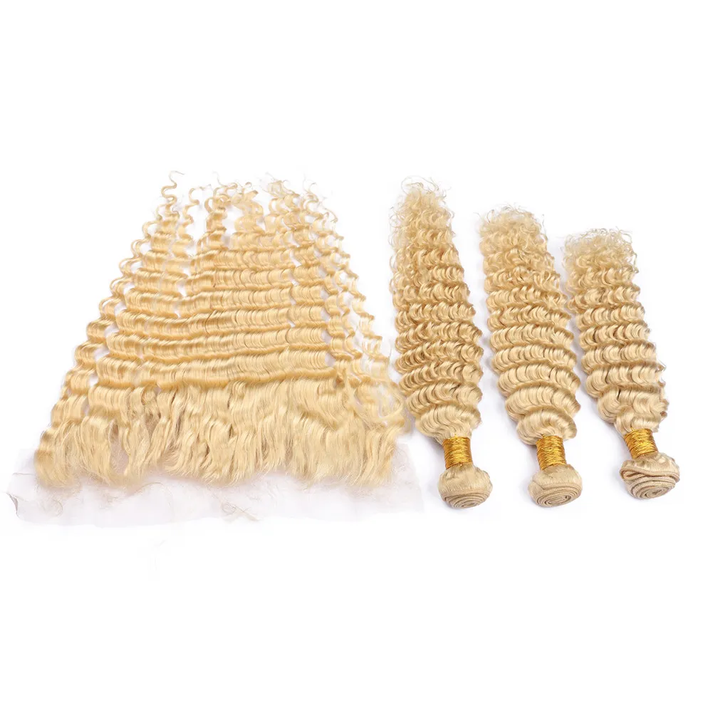 DHgate.com:13x4 Deep Wave Virgin Hair Weave Bundles with Lace Frontal ...