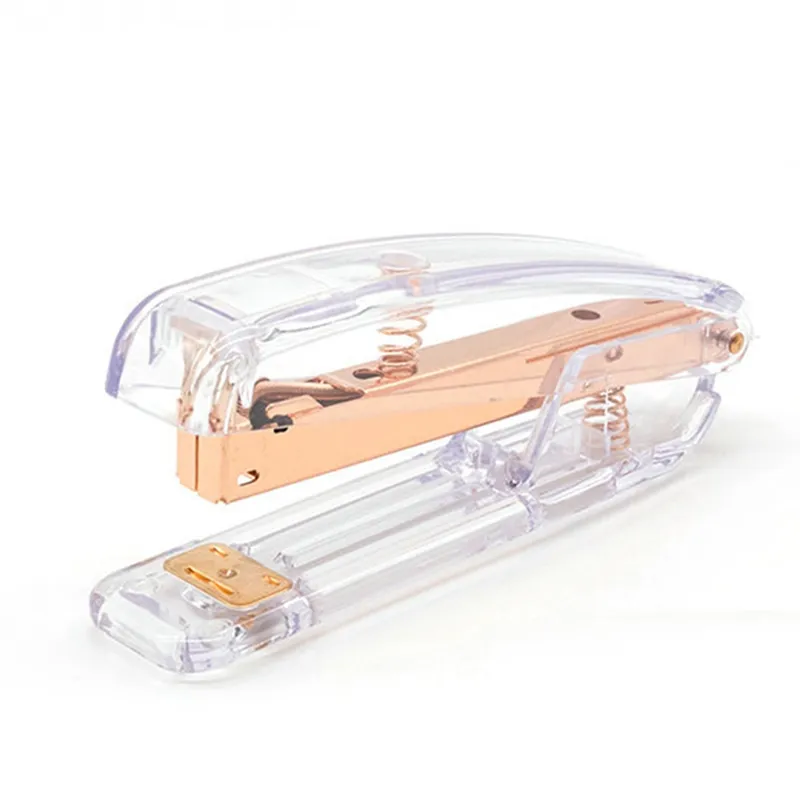 Stapler Office Supplies: Rose Gold Metal Stapler, Transparent Edition ...