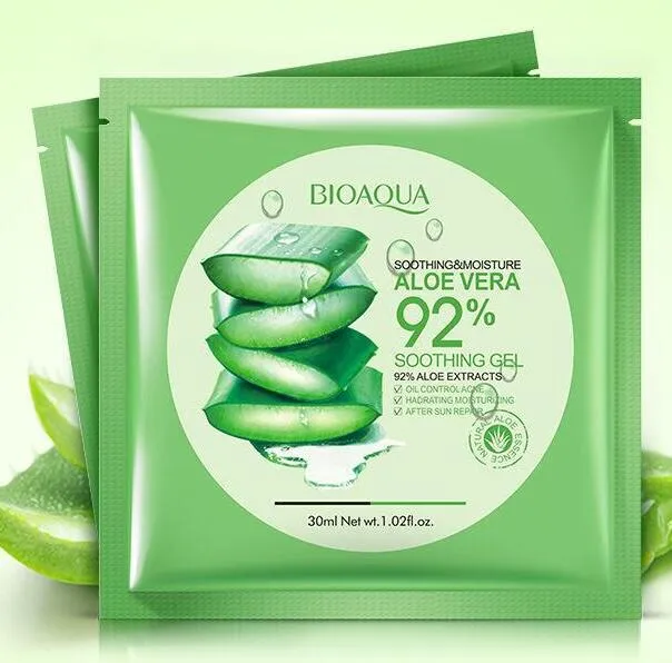 BIOAQUA Natural Aloe Vera Gel Face Mask Moisturizing Oil Control Wrapped Shrink Pores Facial ...