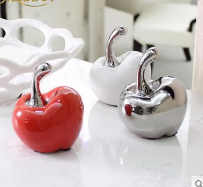 White Red Ceramic Apple Home Decor Crafts Room Decoration Ceramic ...