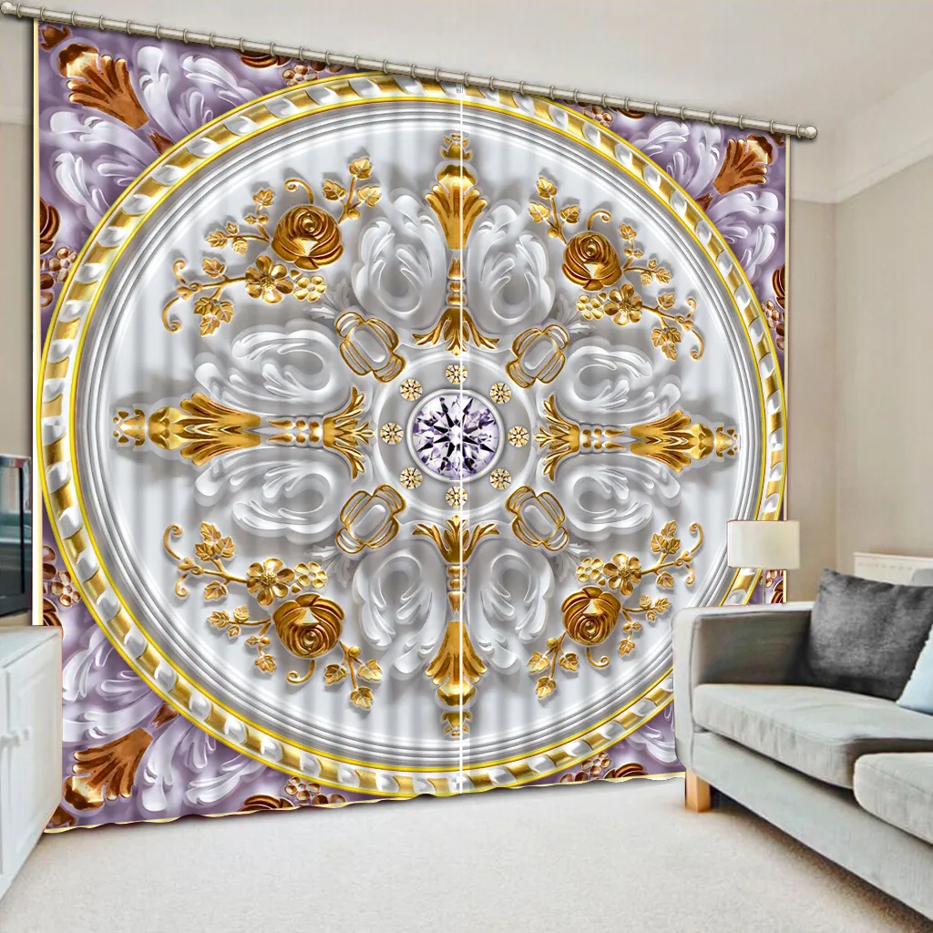 Blackout Polyester Cotton Curtains with Double Pleated Top for Living ...