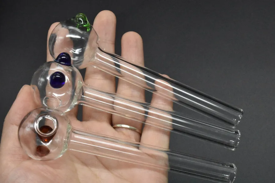 TOP QUALITY 12CM Length Thick Pyrex Glass Oil Burner Pipe Clear Cheap ...