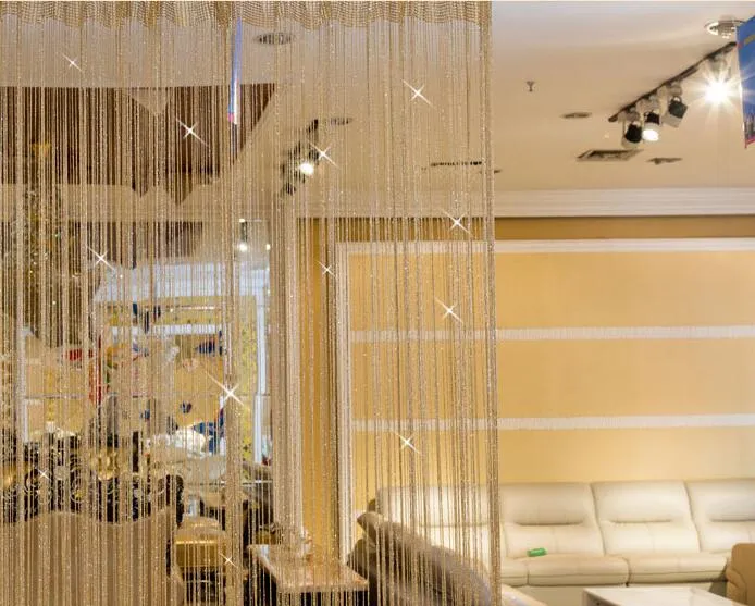 Sparkling String Curtain - 100x200cm Shiny Tassel Silver Line Door ...