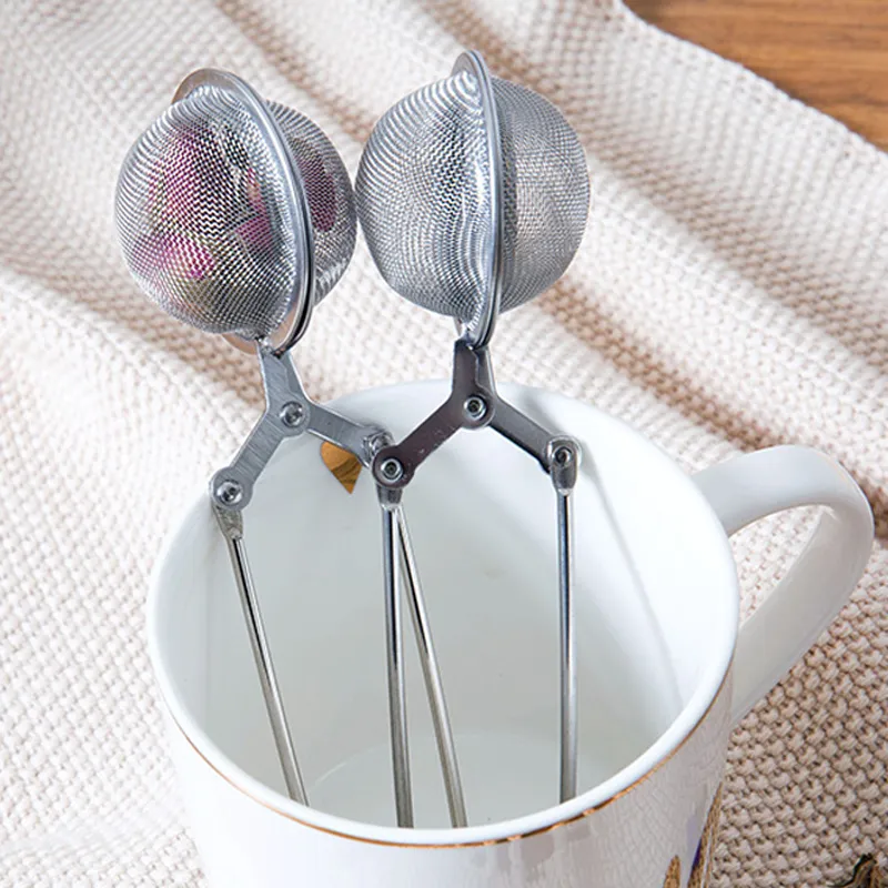 Mesh Tea Infuser Sphere Tea Ball Filter With Long Handle Stainless ...