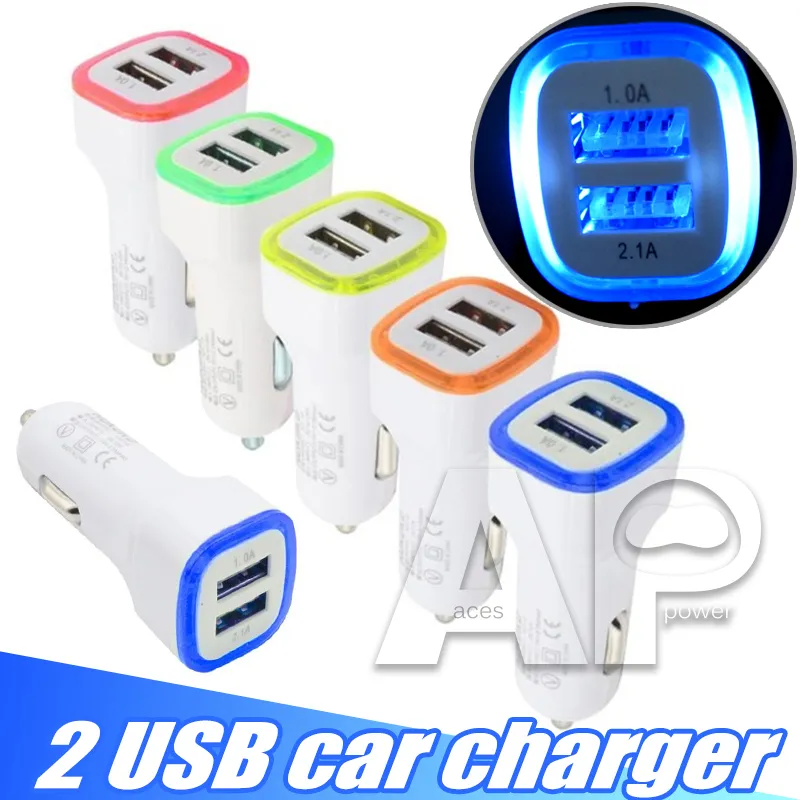 5V 2.1A Dual USB Ports LED Light Car Charger Adapter Universal Charging ...