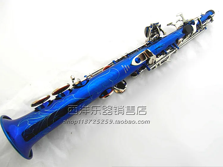Brass Soprano Saxophone Cool Blue Finish, B Tune, Includes Case ...