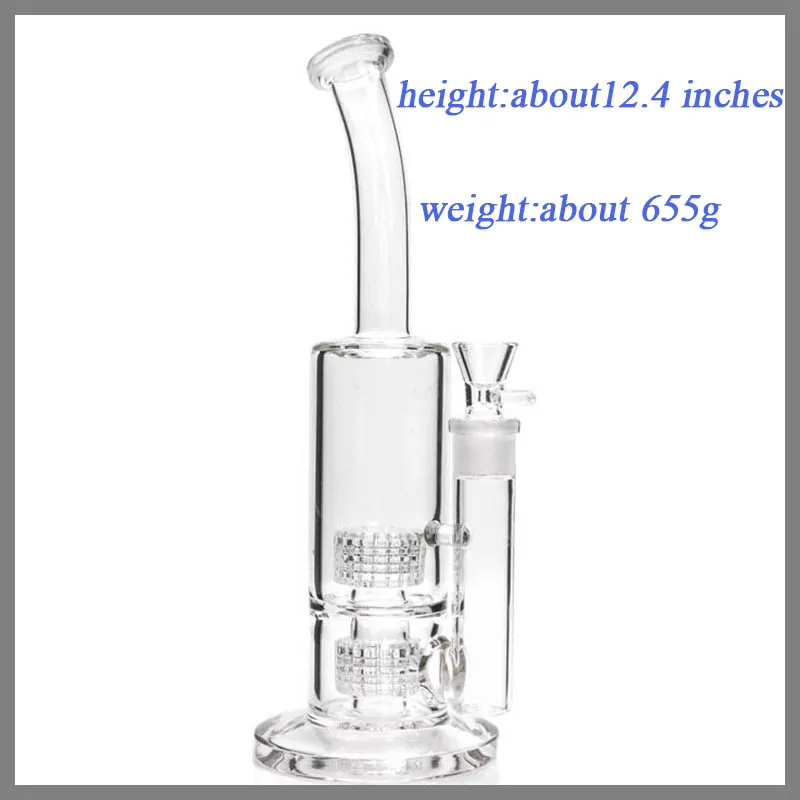 Hookah Glass Bong Twin Cage Junior Water Pipe Smoking Pipes 31.5cm Tall ...