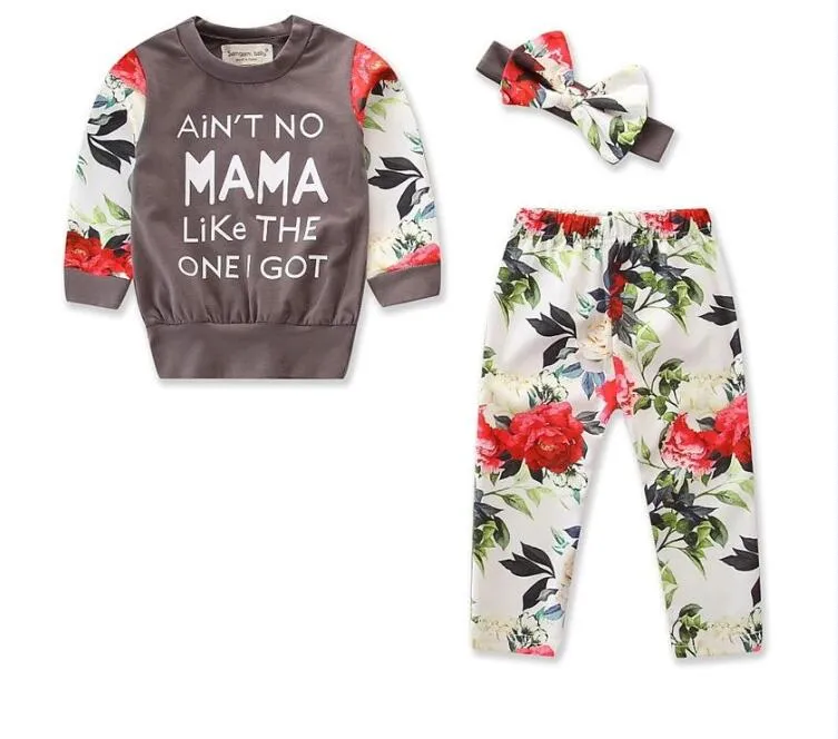 New Autumn Infant Baby Girls Set Kids Outfits Letters Tops T Shirt ...