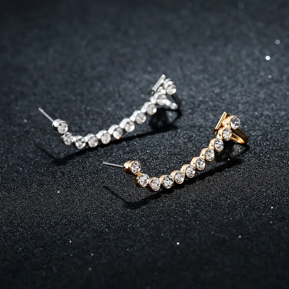 Fashion Ear Cuff Clip Earrings - Elegant Crystal Curved Ear Cuff, Non ...