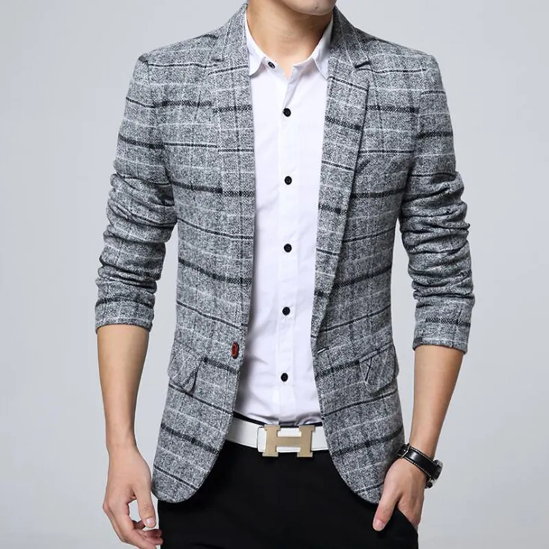 Business men's blazer jacket with single-button closure, cotton ...