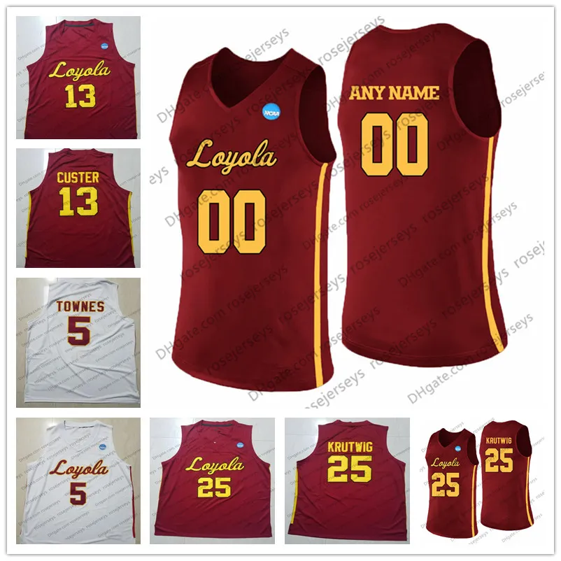 NCAA Jersey Custom Loyola Chicago Ramblers College Basketball White Red ...