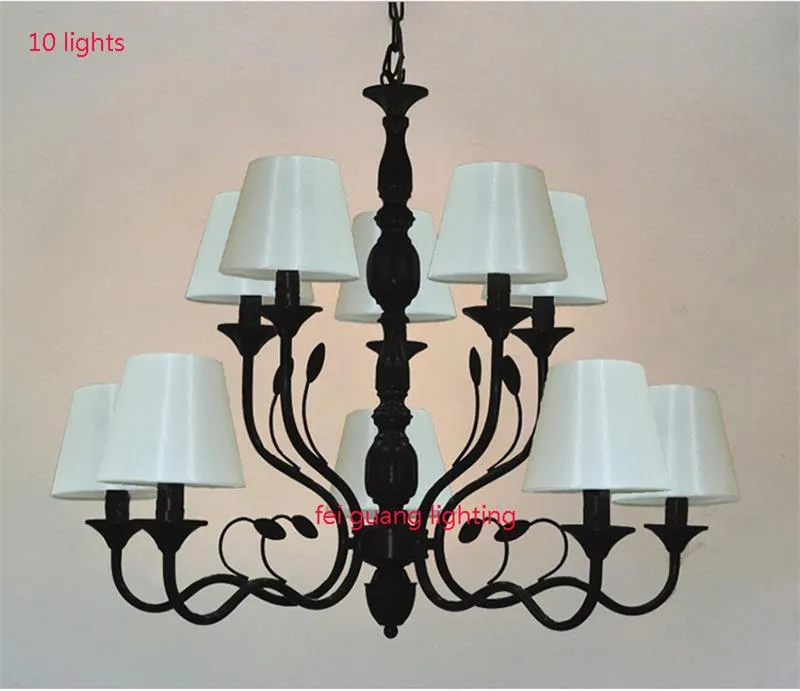 Rustic Black Iron Chandelier Vintage Candle Style Wrought Iron Lamp For ...
