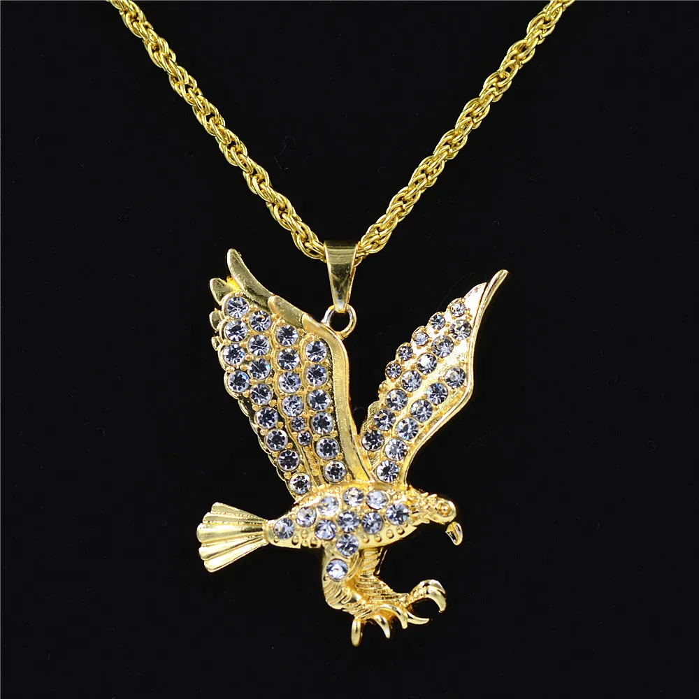 Uodesign Eagle Necklace For Men Gold Color Hawk Pendant With Chain ...