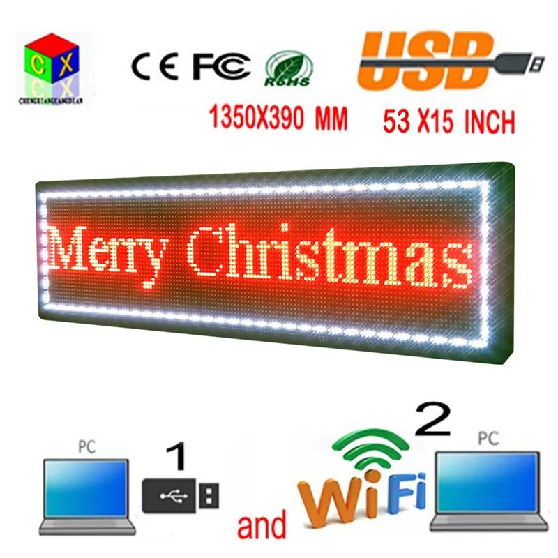 DHgate.com:53x15 Inch Outdoor Full Color LED Sign Programmable Rolling ...