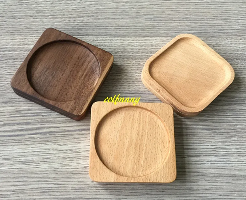 Wooden Drink Coasters Square Beech & Walnut Cup Coasters For Table ...