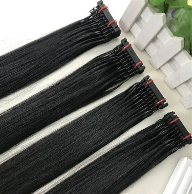 6D Human Hair Extensions - 100 Strands, 1g/Strand - Natural Straight ...