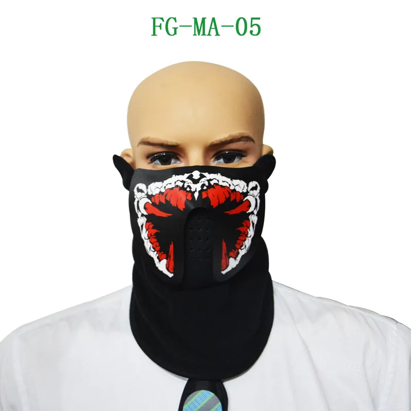 Luminescent Skeleton Mask Voice Activated Light Up Mask For Halloween ...