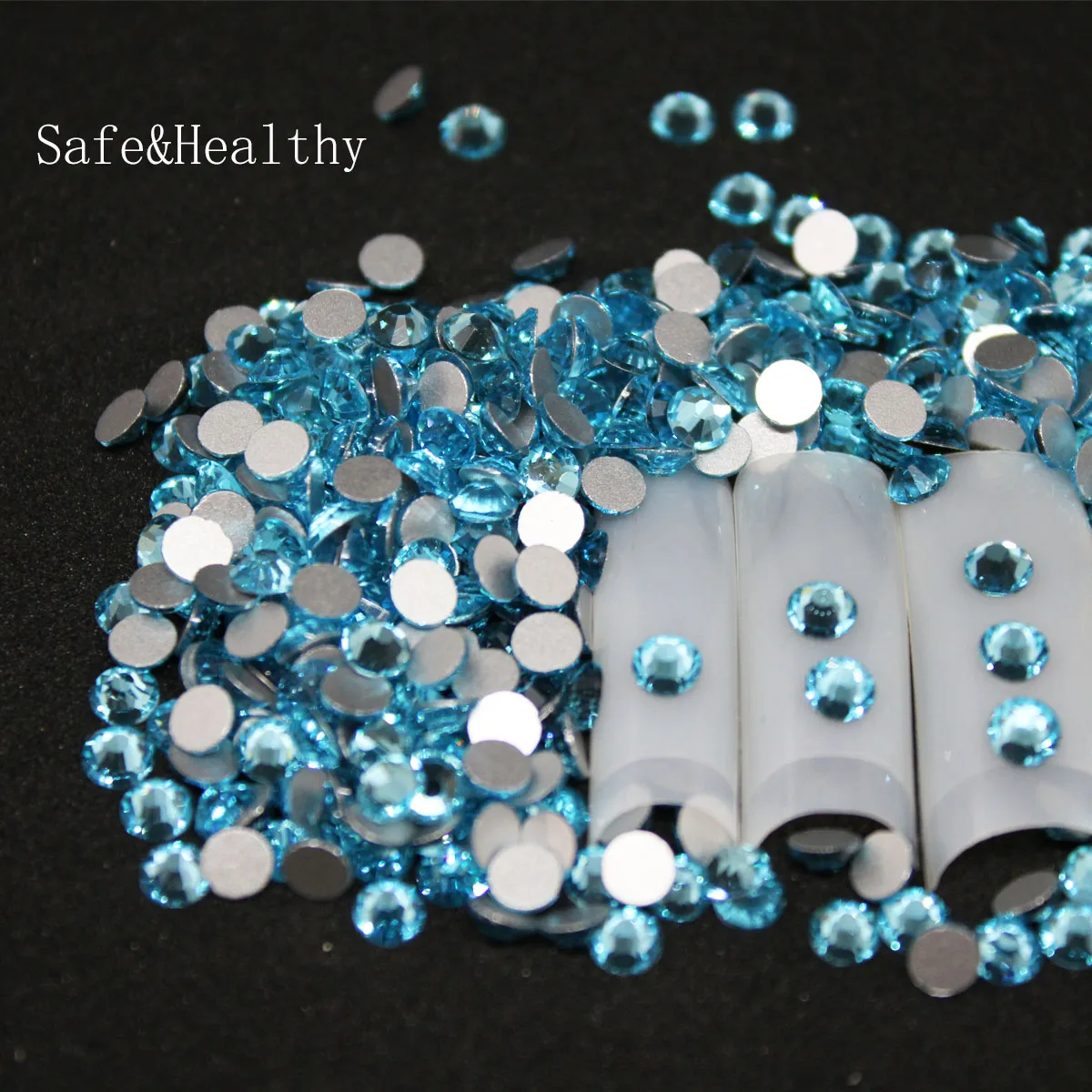 DHgate.com:Aquamarine Rhinestones Back Flat Round Nail Art Decorations ...