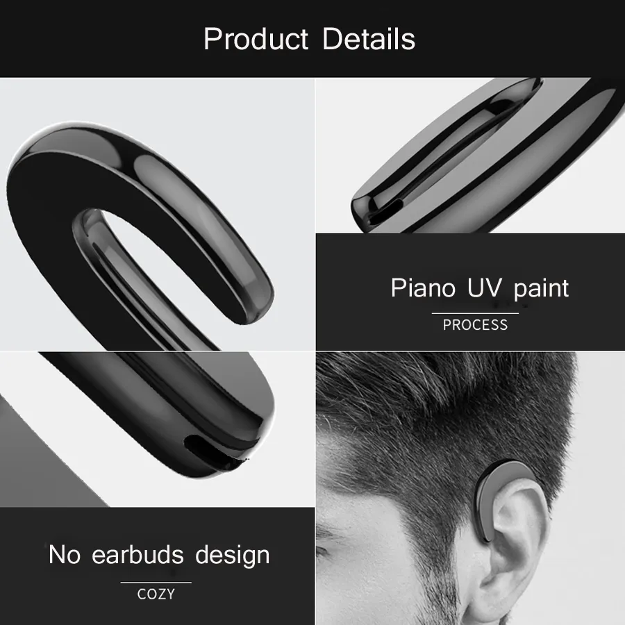 S103 Ear Hook Bluetooth Headphones Mini Invisible Bone Conduction ...